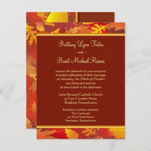Sample Wedding Invitation - Fall Leaves Border | Zazzle
