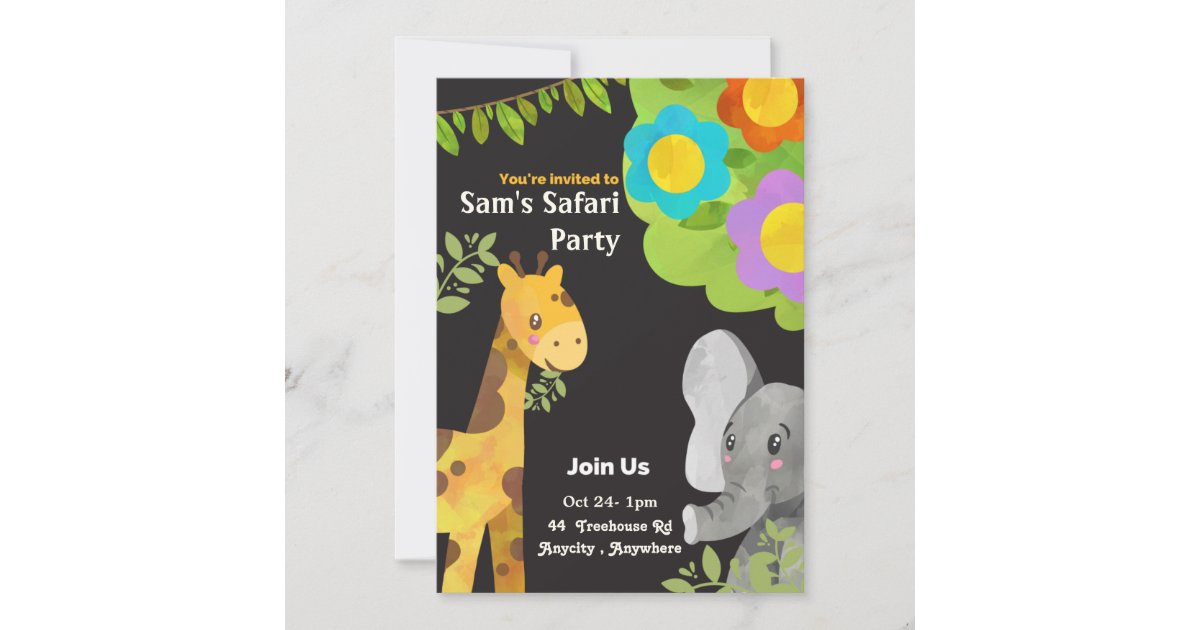 Sam's Safari Expedition Birthday Invitation Card | Zazzle