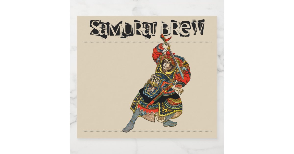 Samurai Brew Beer Bottle Label | Zazzle