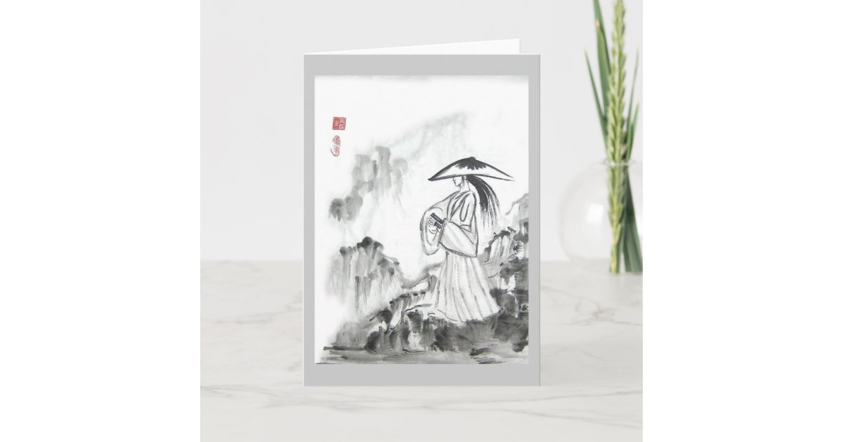 Samurai Drawing Sword Greeting Card | Zazzle