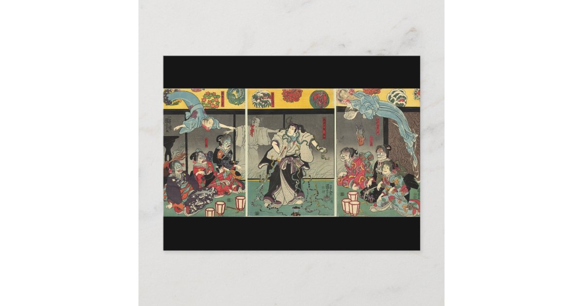 Samurai fighting ghosts and snakes c. 1850 postcard | Zazzle