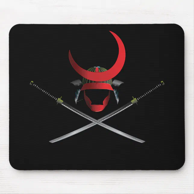 Samurai Helmet and Swords Mouse Pad | Zazzle