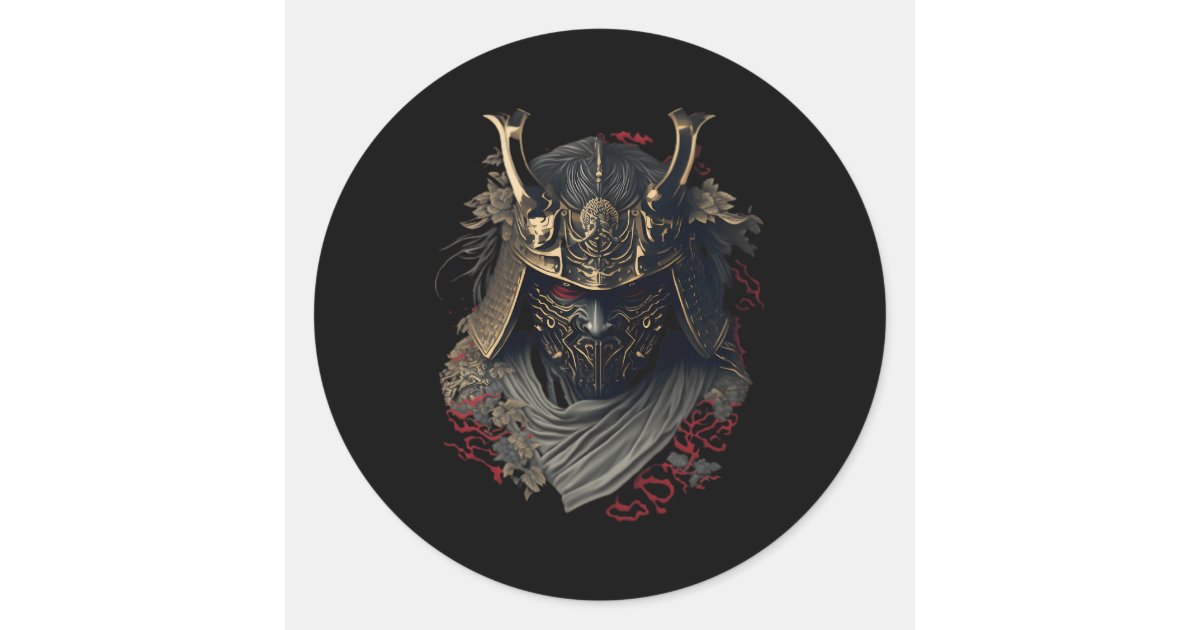 Samurai Helmet Warrior Bushido Oni Japanese Cultur Classic Round ...