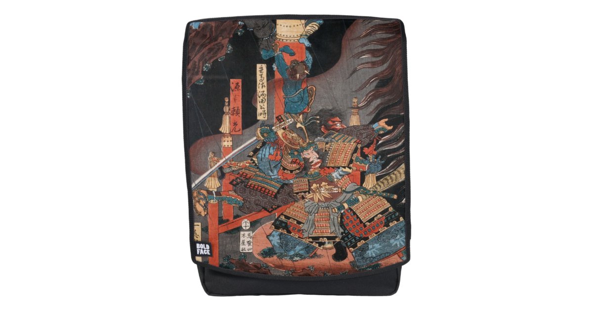 Samurai Hero Yorimitsu: Vintage Japanese Woodblock Backpack | Zazzle