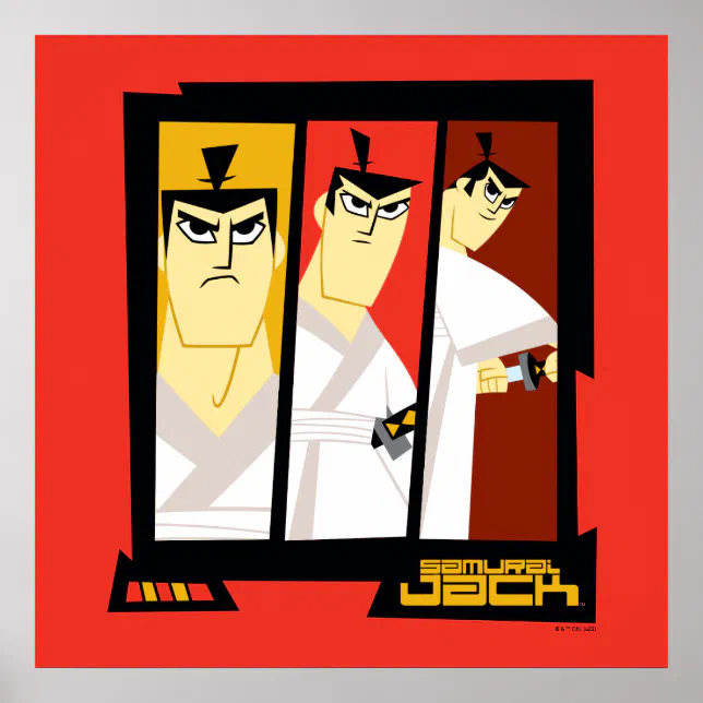 Samurai Jack Character Tri-Panel Futuristic Frame Poster | Zazzle