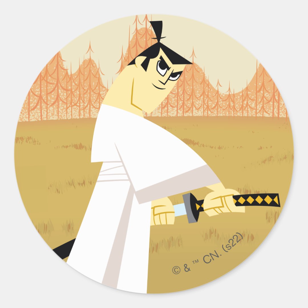 Samurai Jack Drawing Sword Classic Round Sticker | Zazzle