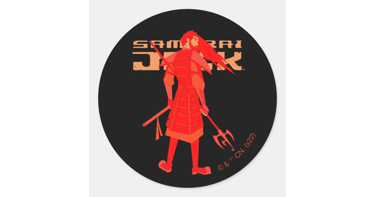 Samurai Jack Red Warrior Graphic Classic Round Sticker | Zazzle