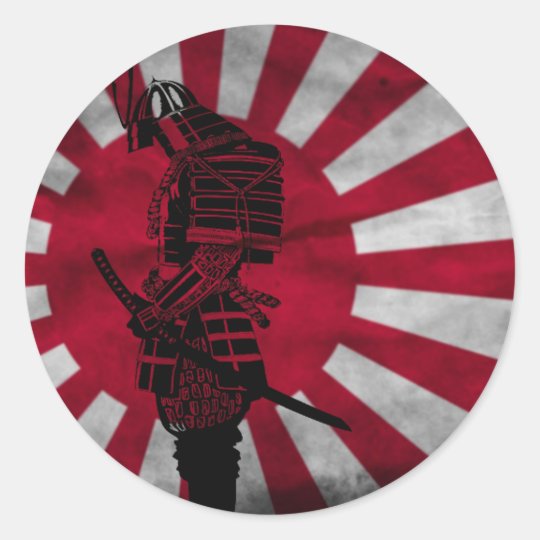 Samurai Japanese flag Classic Round Sticker | Zazzle.com