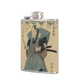 Samurai Japanese Vintage Art Flask | Zazzle