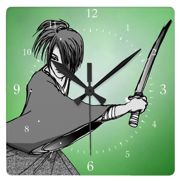 SAMURAI manga japan Square Wall Clock | Zazzle.com