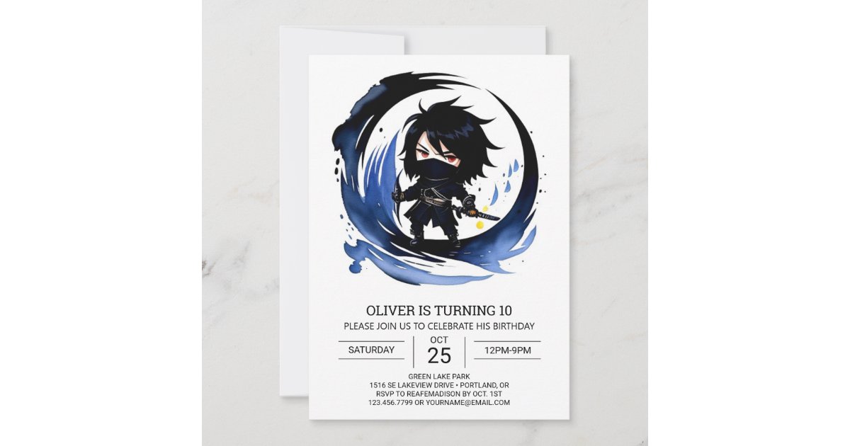 Samurai Ninja Martial Arts Birthday Invitation | Zazzle