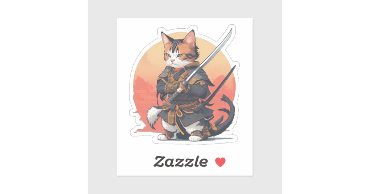Samurai warrior cat sticker | Zazzle