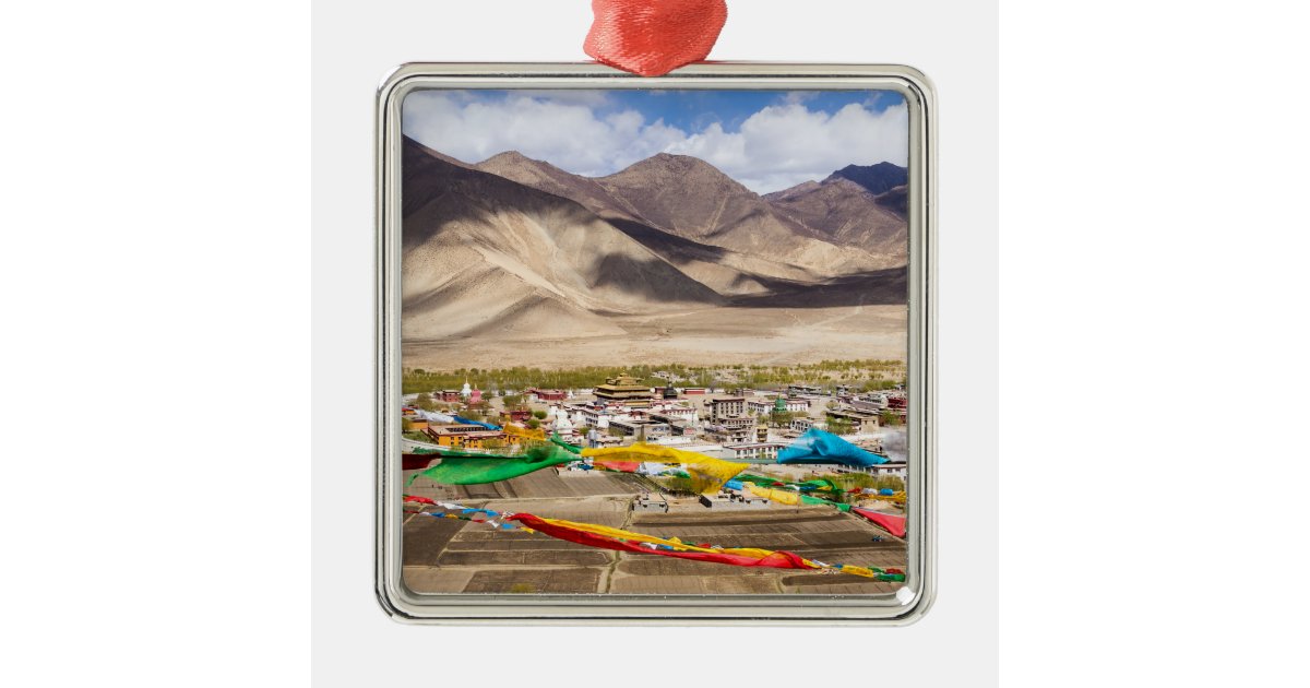 Samye monastery aerial view - Tibet, Asia Metal Ornament | Zazzle