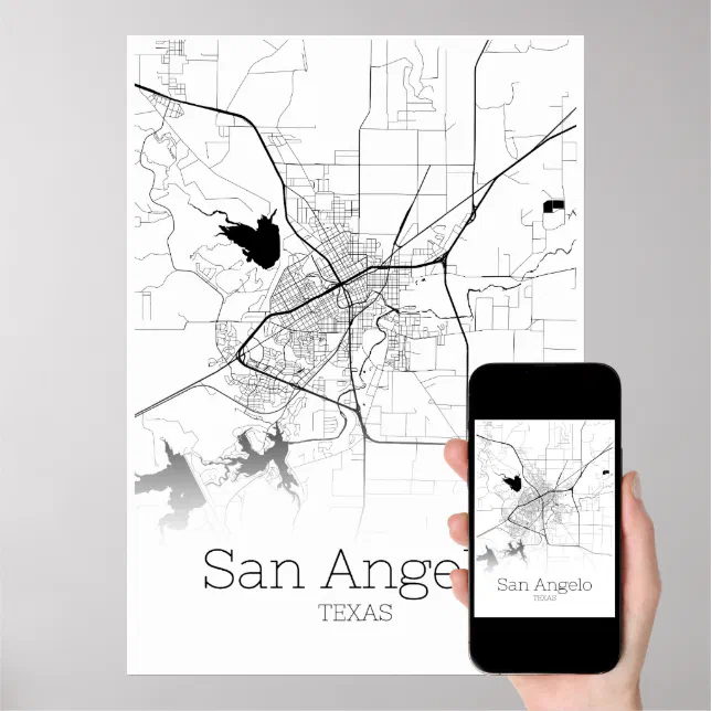 San Angelo Map - Texas - City Map Poster | Zazzle