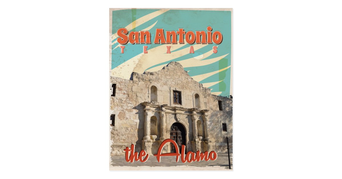 San Antonio, Texas, The Alamo Travel Poster Postcard | Zazzle.com