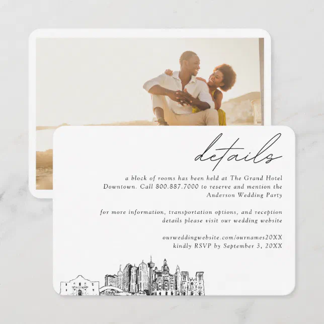 San Antonio Wedding Hotel Room Block Details Enclosure Card | Zazzle