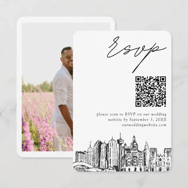 San Antonio Wedding Modern RSVP QR Code Enclosure Card | Zazzle