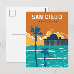 San Diego California Travel Art Vintage Postcard | Zazzle