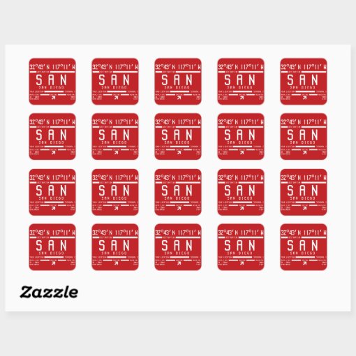 San Diego International IATA Airport Code Square Sticker | Zazzle