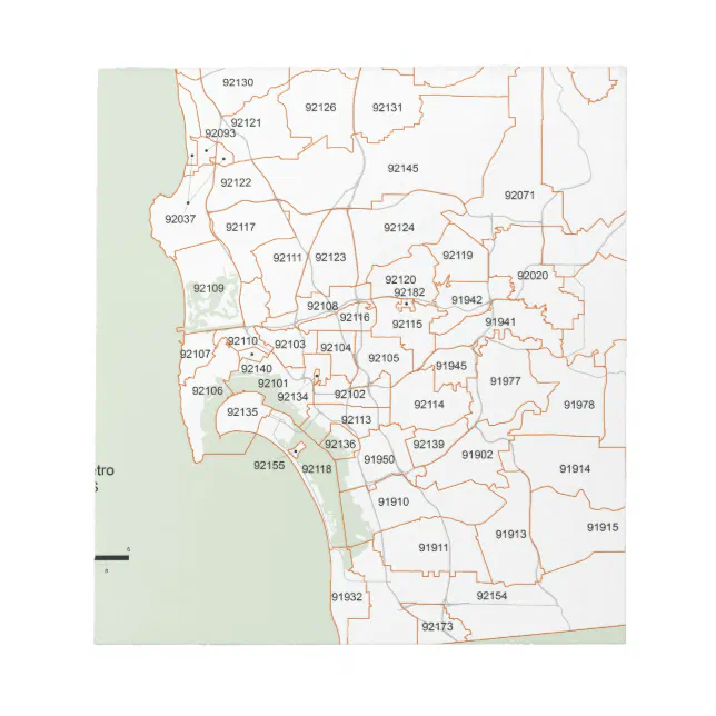 San Diego Zip Code Map Notepad | Zazzle