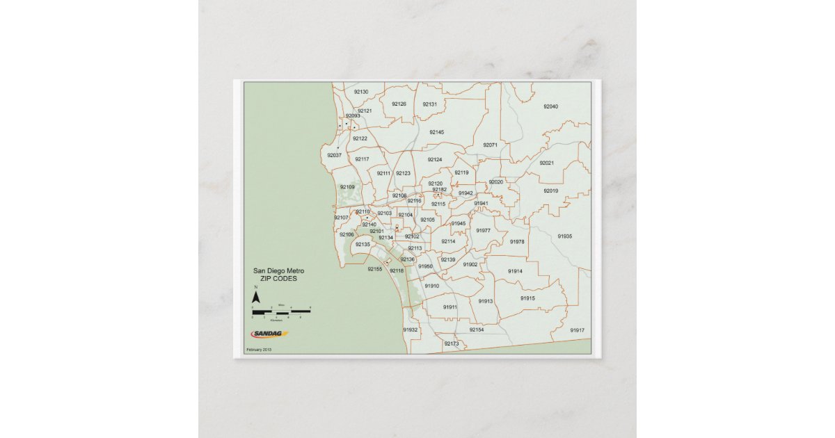 San Diego Zip Code Map Postcard | Zazzle