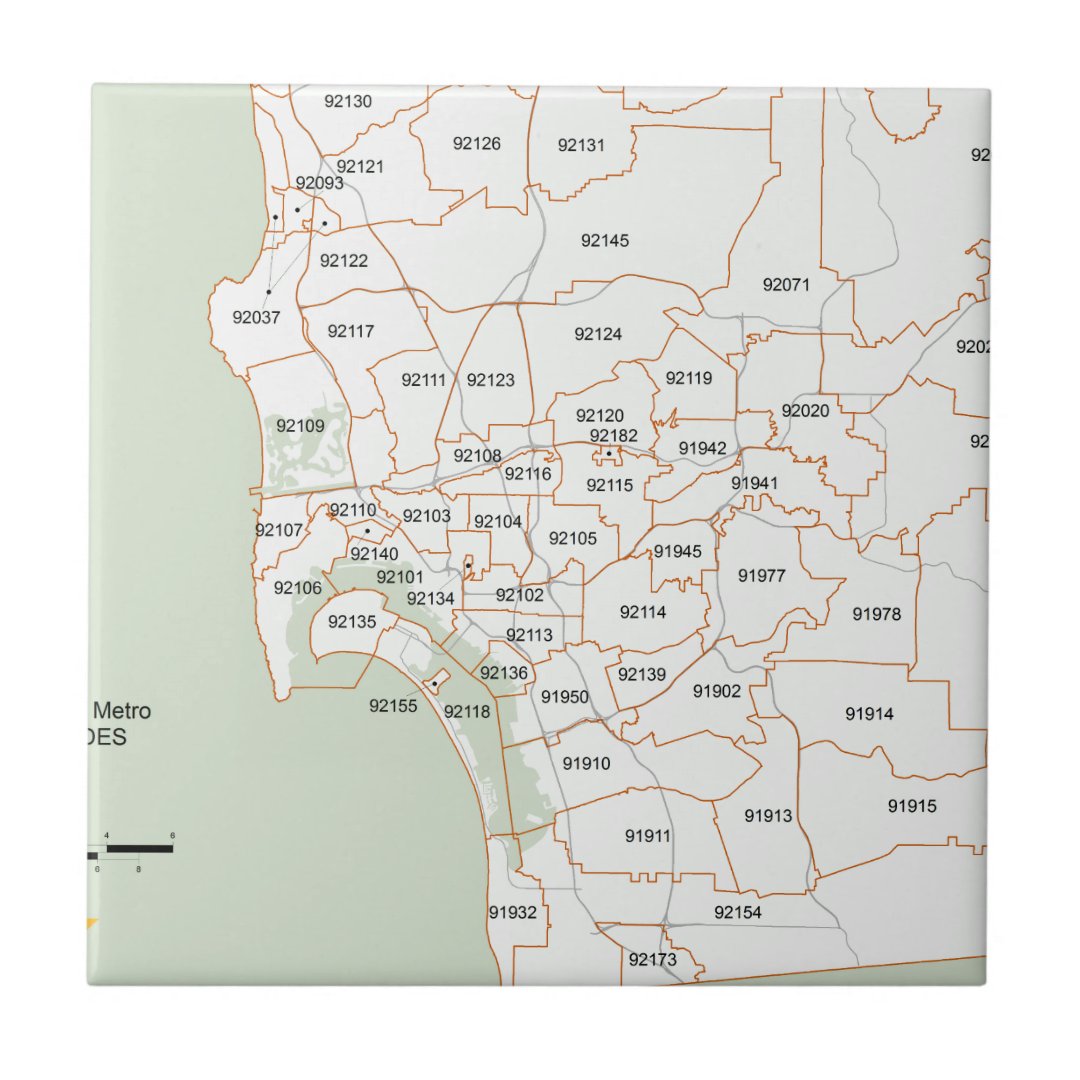 San Diego Zip Code Map Tile | Zazzle