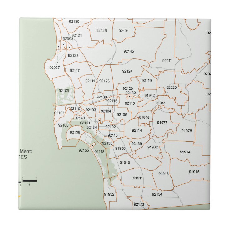San Diego Zip Code Map Tile | Zazzle
