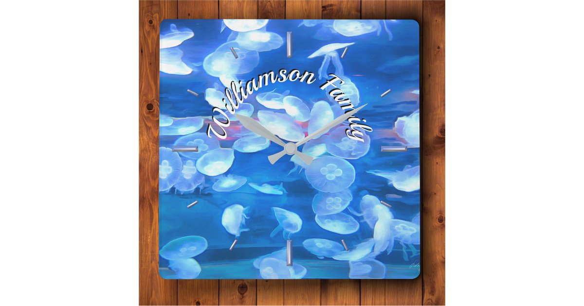 San Francisco Aquarium Jellyfish 0925 Square Wall Clock | Zazzle