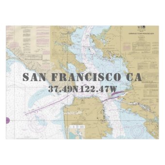San Francisco Bay Authentic NOAA Nautical Chart Tablecloth | Zazzle