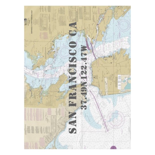 San Francisco Bay Authentic NOAA Nautical Chart Tablecloth | Zazzle.com