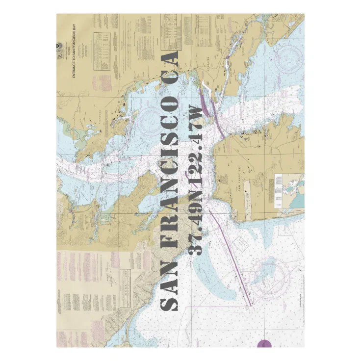 San Francisco Bay Authentic NOAA Nautical Chart Tablecloth | Zazzle