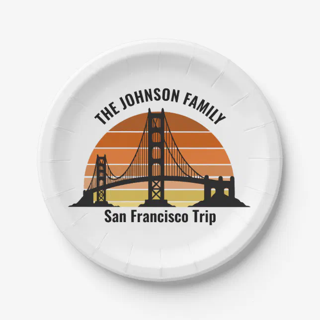 San Francisco Bridge Sunset Personalized Party Paper Plates | Zazzle