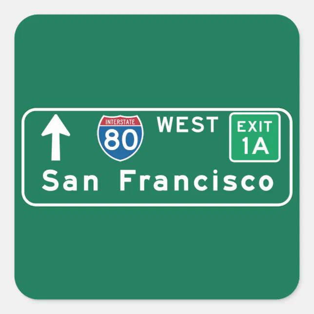 San Francisco, CA Road Sign Square Sticker | Zazzle