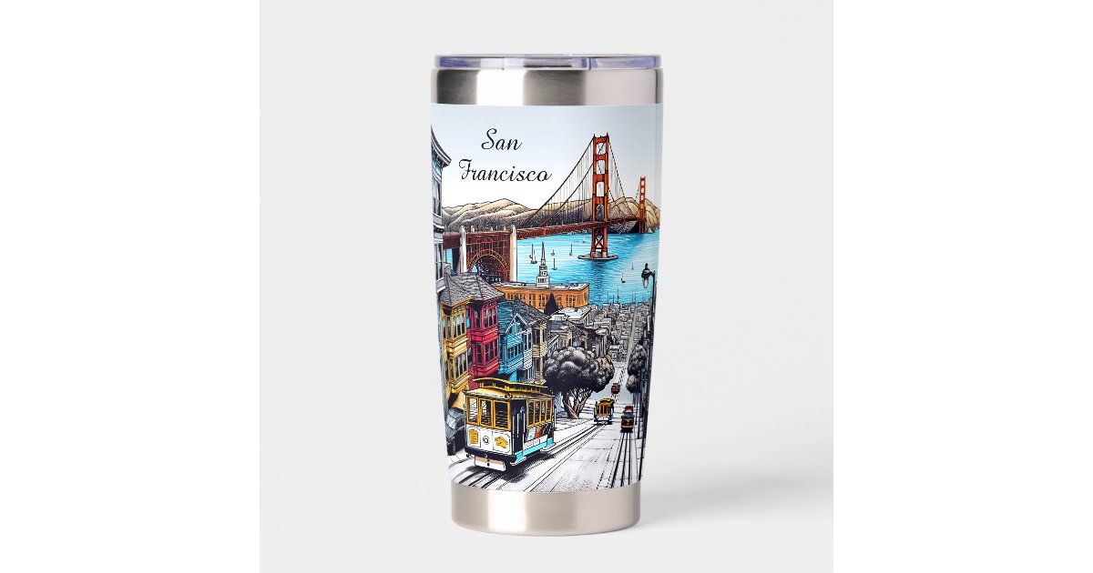 San Francisco, California Comic Book Style Art Insulated Tumbler | Zazzle