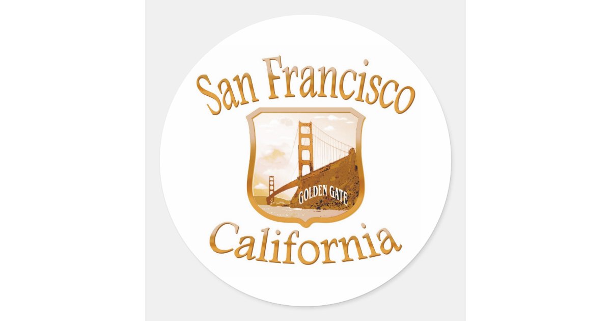 San Francisco California Gold Classic Round Sticker | Zazzle