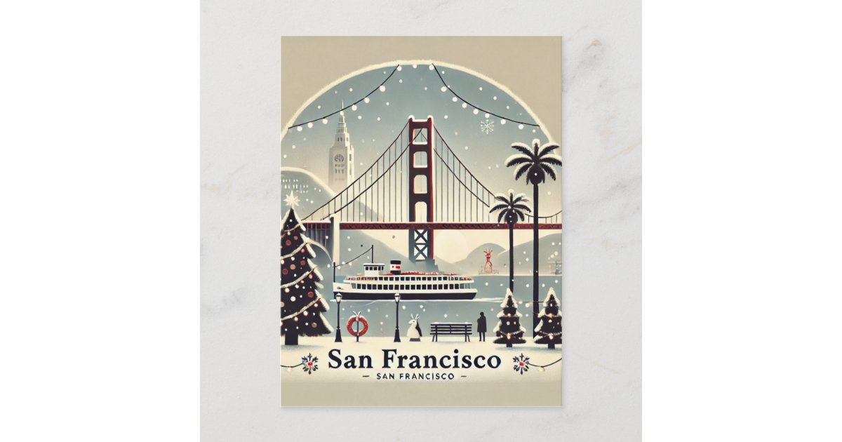 San Francisco Christmas - Golden Gate Bridge Postcard | Zazzle
