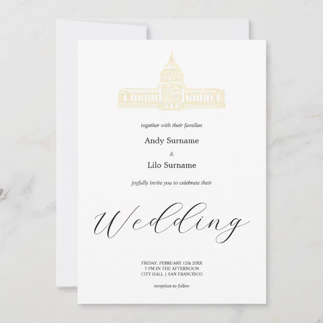 San Francisco City Hall Wedding Invitation | Zazzle