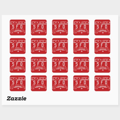 San Francisco International IATA Airport Code SFO Square Sticker | Zazzle