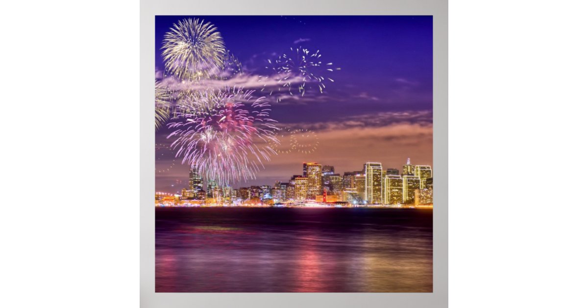 San Francisco New Year Fireworks Poster | Zazzle