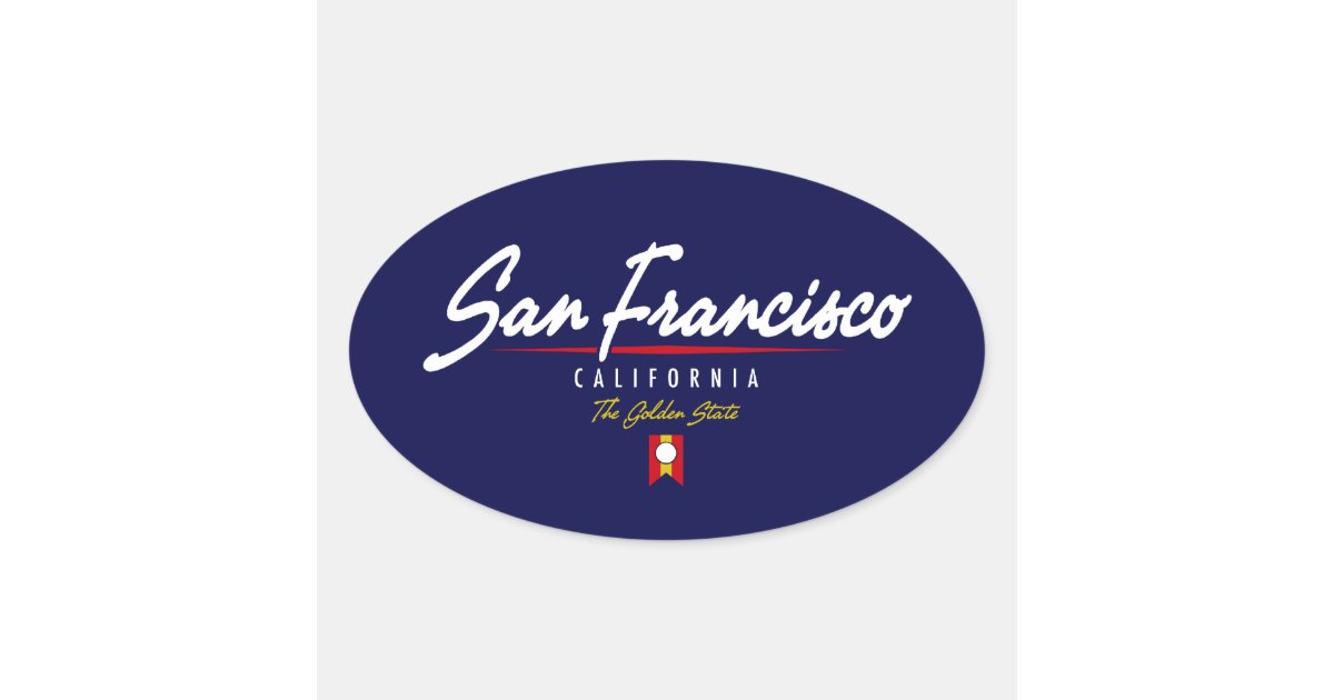 San Francisco Script Oval Sticker | Zazzle