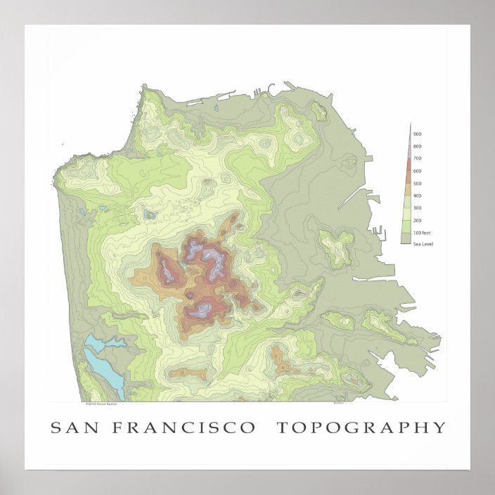 San Francisco Topo Map - White 24x24 Poster | Zazzle.com
