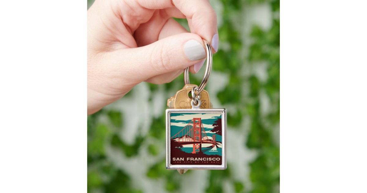 San Francisco Vintage Style Golden Gate Bridge Keychain | Zazzle