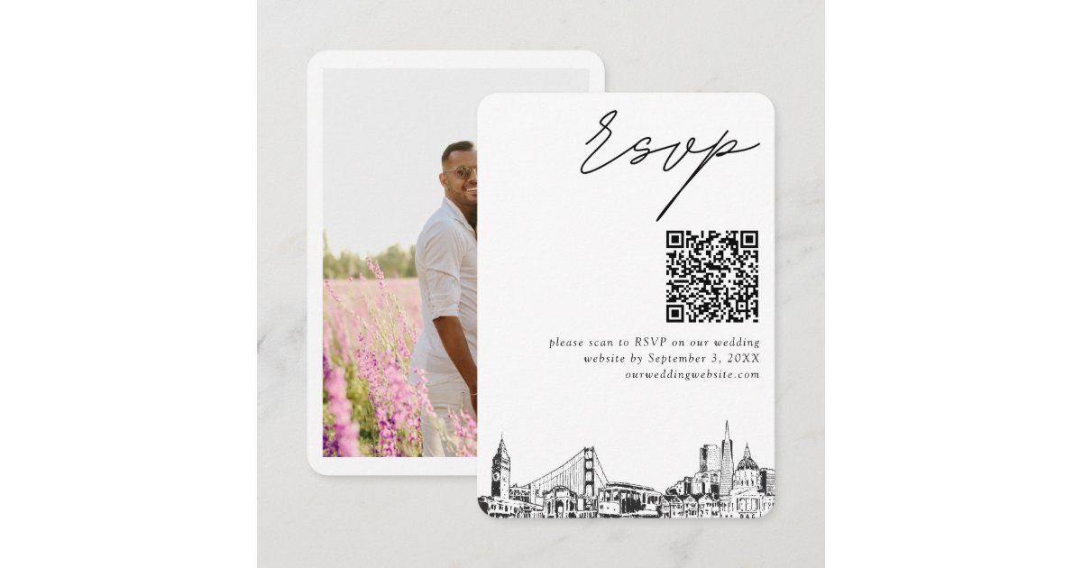 San Francisco Wedding Modern RSVP QR Code Enclosure Card | Zazzle