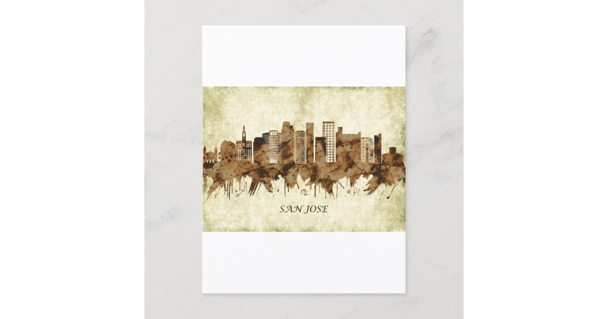 San Jose California Cityscape Invitation Postcard | Zazzle