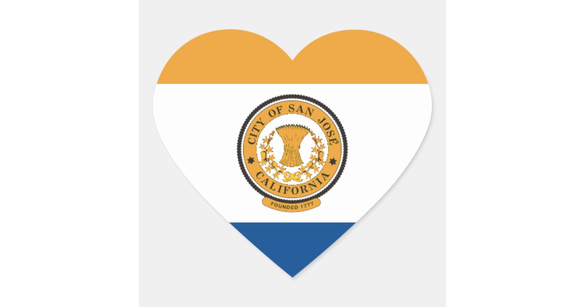 San Jose Flag Heart Sticker | Zazzle
