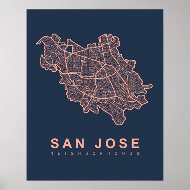 San Jose Neighborhoods Map Poster | Zazzle