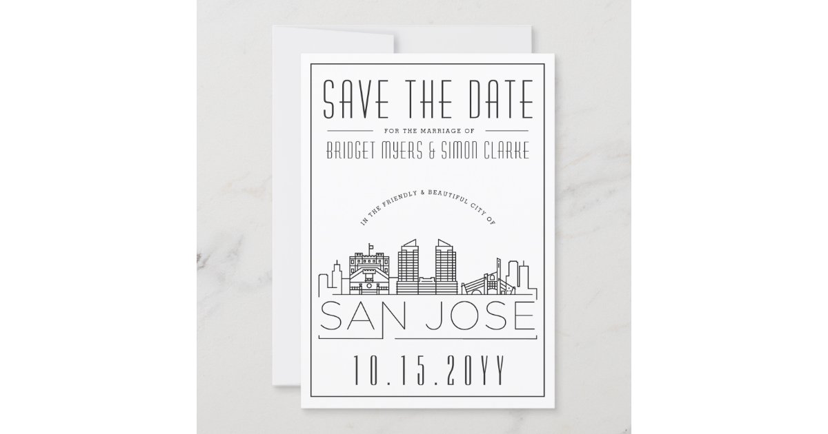 San Jose Wedding Stylized Skyline Save the Date Invitation | Zazzle