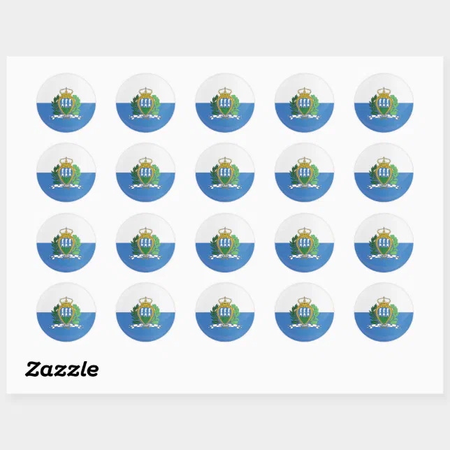 San Marino Round Icon Flag Classic Round Sticker | Zazzle