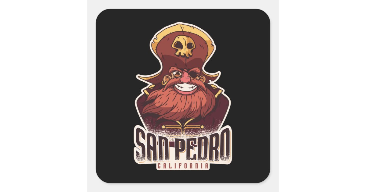 San Pedro Pirate Square Sticker | Zazzle