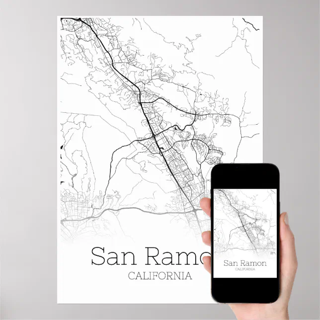 San Ramon Map - California - City Map Poster | Zazzle